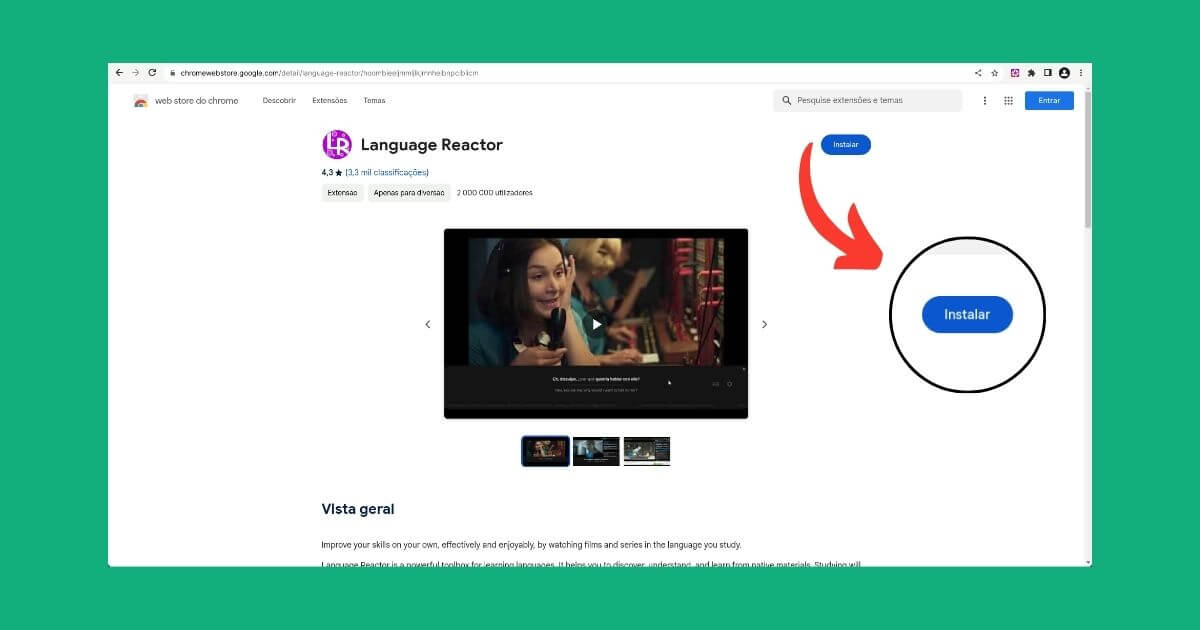 Language Reactor extensão para aprender inglês com séries e filmes