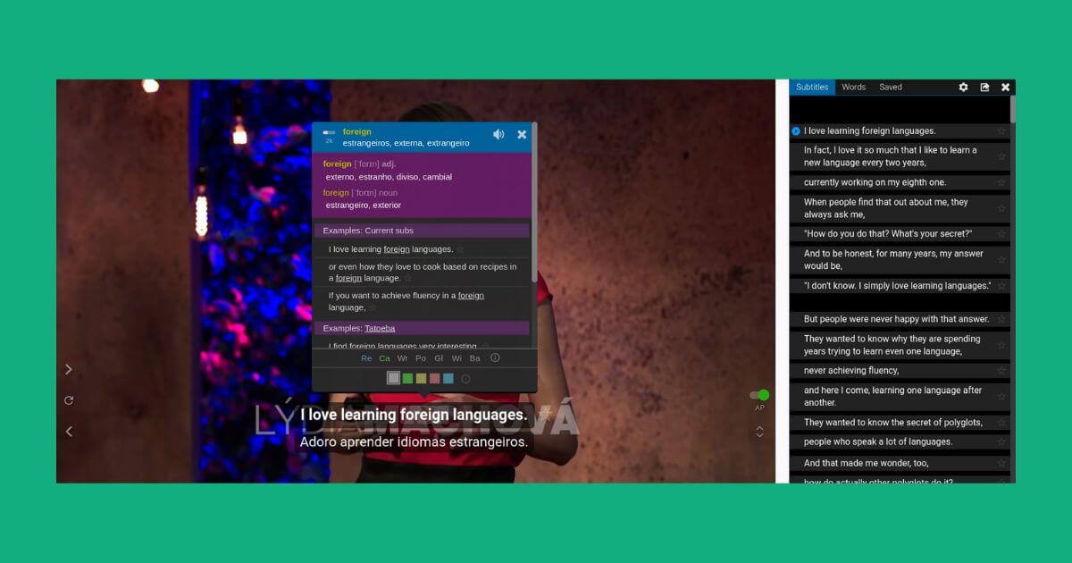 Language Reactor extensão para aprender inglês com séries e filmes