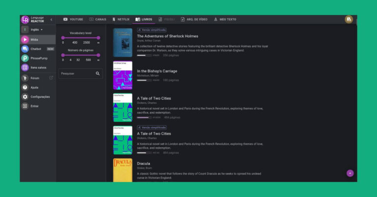 Language Reactor extensão para aprender inglês com séries e filmes